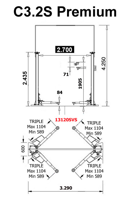 Baseless Two Post Lifts: Cascos C3.2 Syncro Two Post Lift
