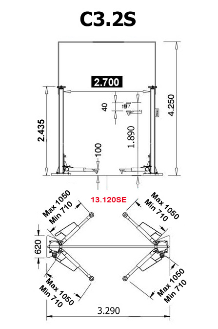 Baseless Two Post Lifts: Cascos C3.2 Syncro Two Post Lift