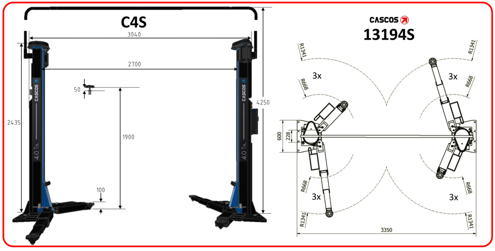 Baseless Two Post Lifts: Cascos C4 Syncro Two Post Lift