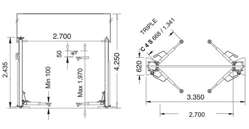 Baseless Two Post Lifts: Cascos C4 Syncro Two Post Lift